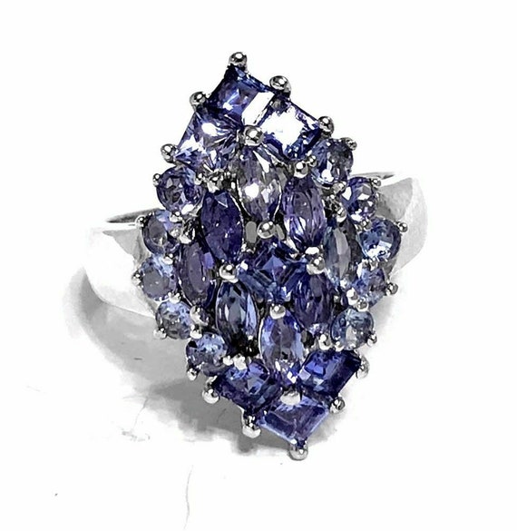 Blue Tanzanite Ring AAA Quality Tanzanite Jewelry 925 Sterling Silver Ring for Women White Gold Plated Blue Ring Etsy