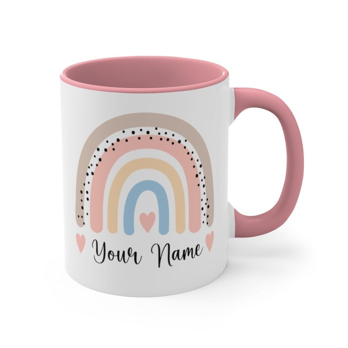Personalized Boho Rainbow Mug, Teacher Gift, Custom Pastel Rainbow Mug ...