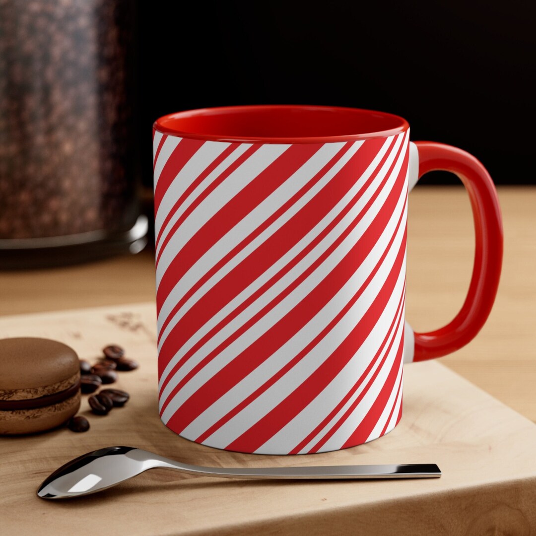 Red Striped Mug, Red Candy Cane Mug, Festive Christmas Mug, 11oz - Etsy