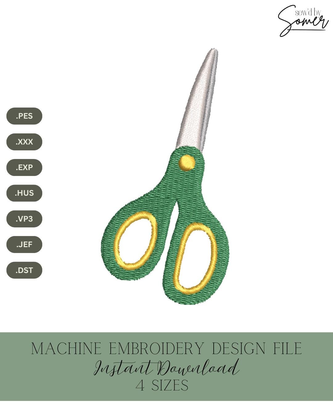 Scissors Embroidery Design | School & Craft Machine Embroidery File ...