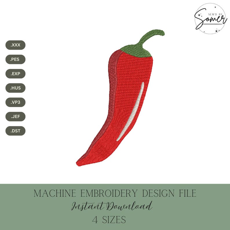 Chili Pepper Machine Embroidery Design: Vegetable Stitch File (instant ...