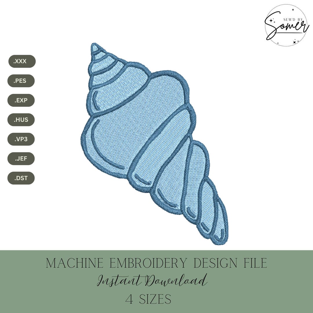 Seashell Machine Embroidery Design | Beach Summer Shell Stitch File | 4 ...