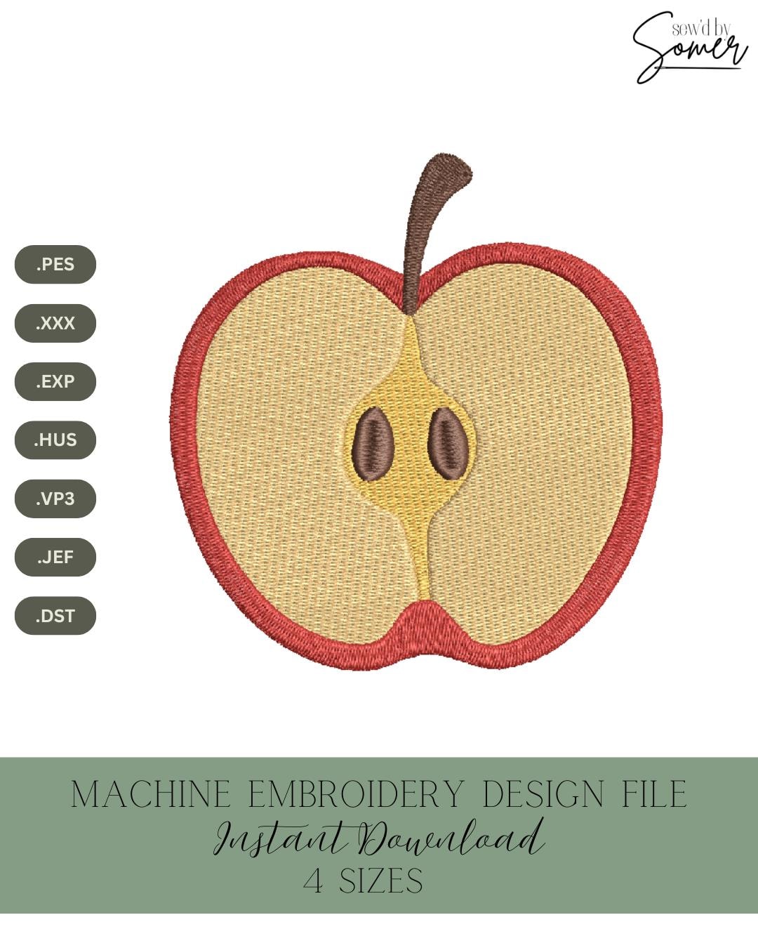 Apple Slice Machine Embroidery Design: Fall Kitchen Decor (digital ...