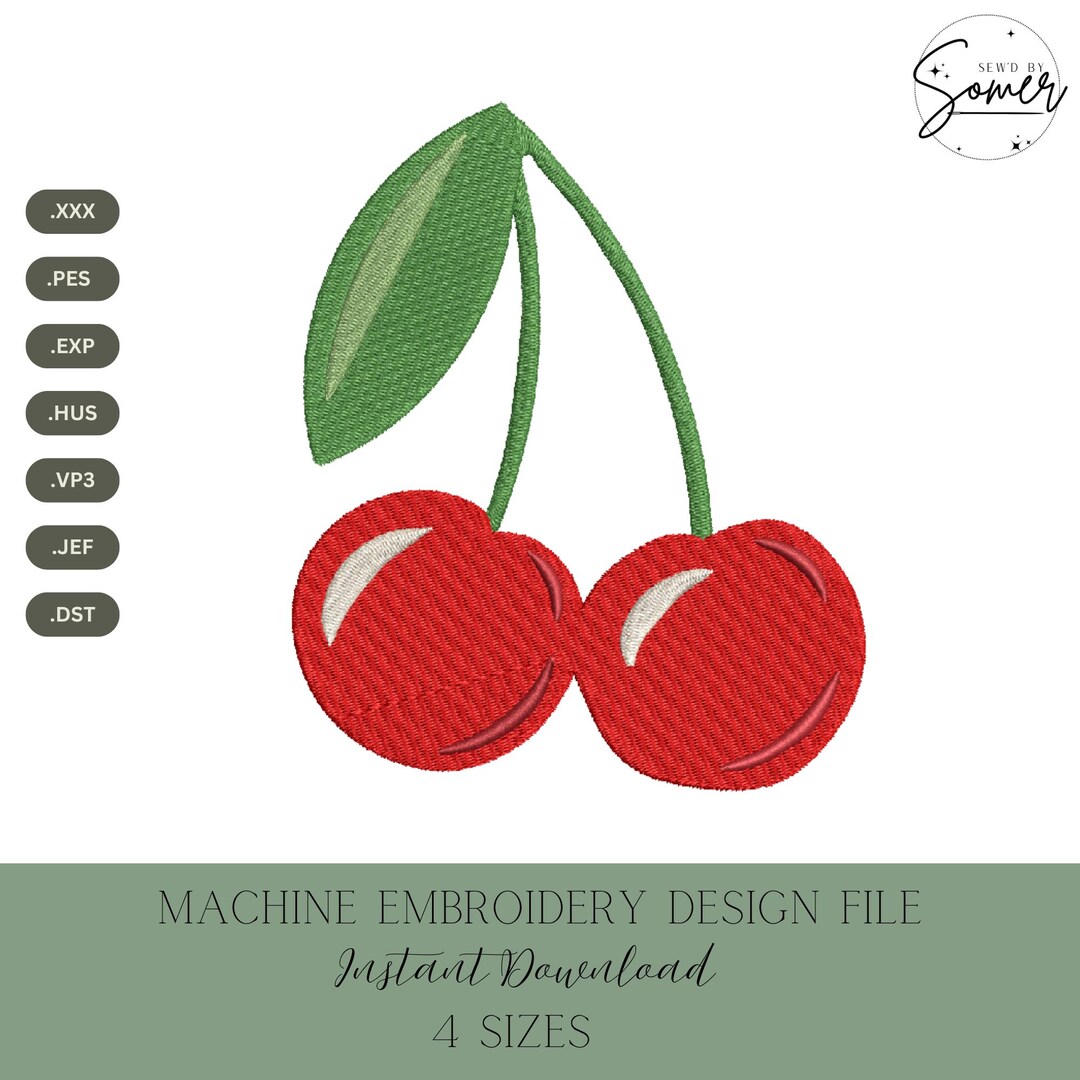 Cherry Machine Embroidery Design: Fruit Stitch File (instant Download ...