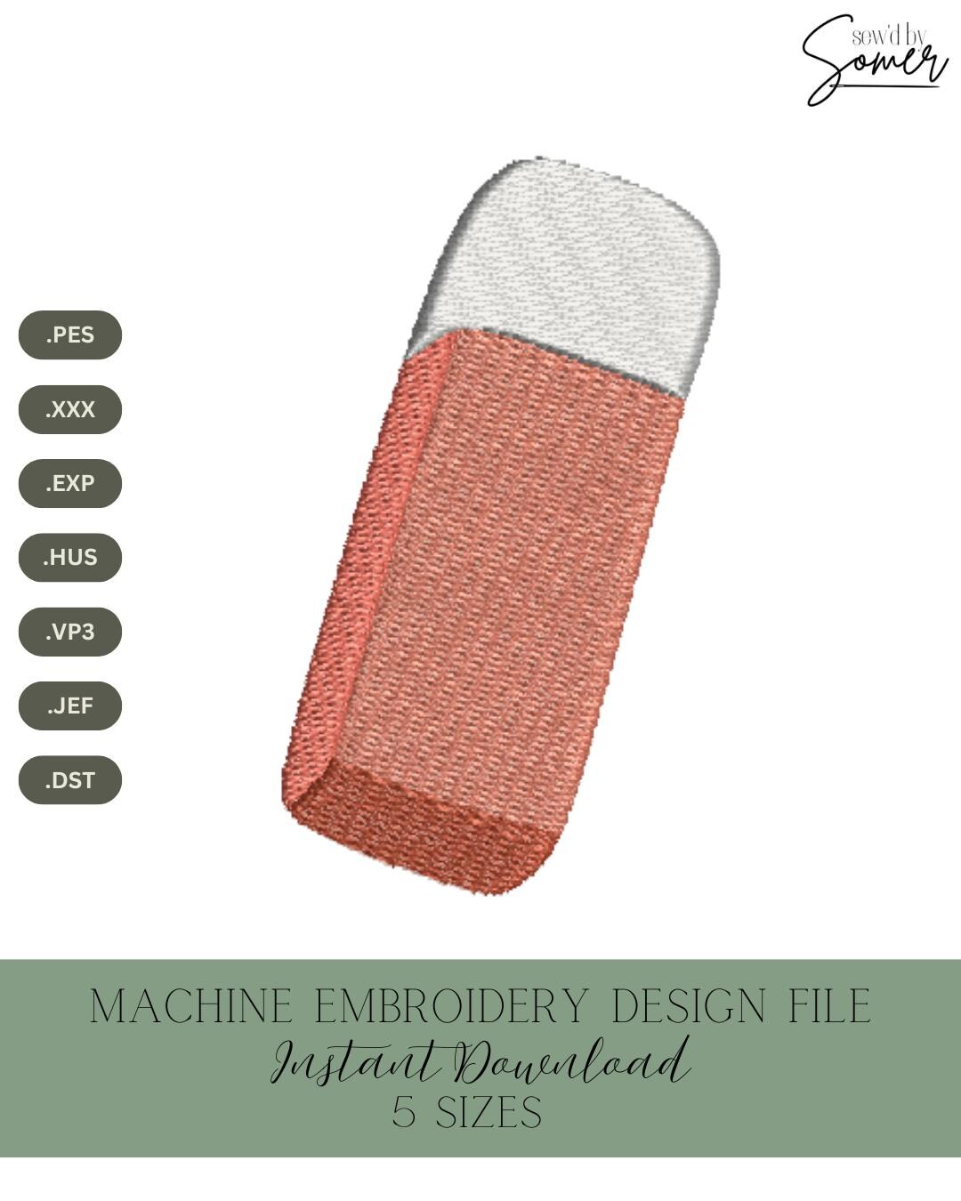 Eraser Machine Embroidery Design: Back to School Stitch File (5 Sizes ...