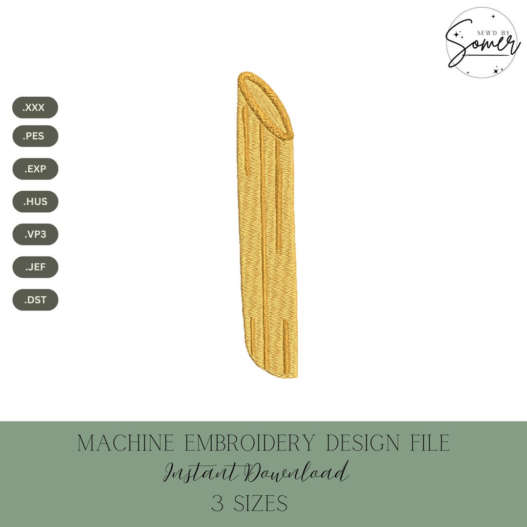 Penne Pasta Machine Embroidery Design: Food Stitch File (instant ...