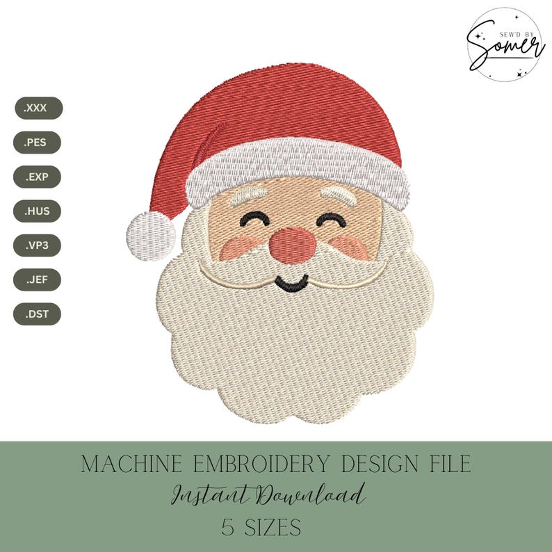 Santa Machine Embroidery Design: Christmas Stitch File (5 Sizes ...