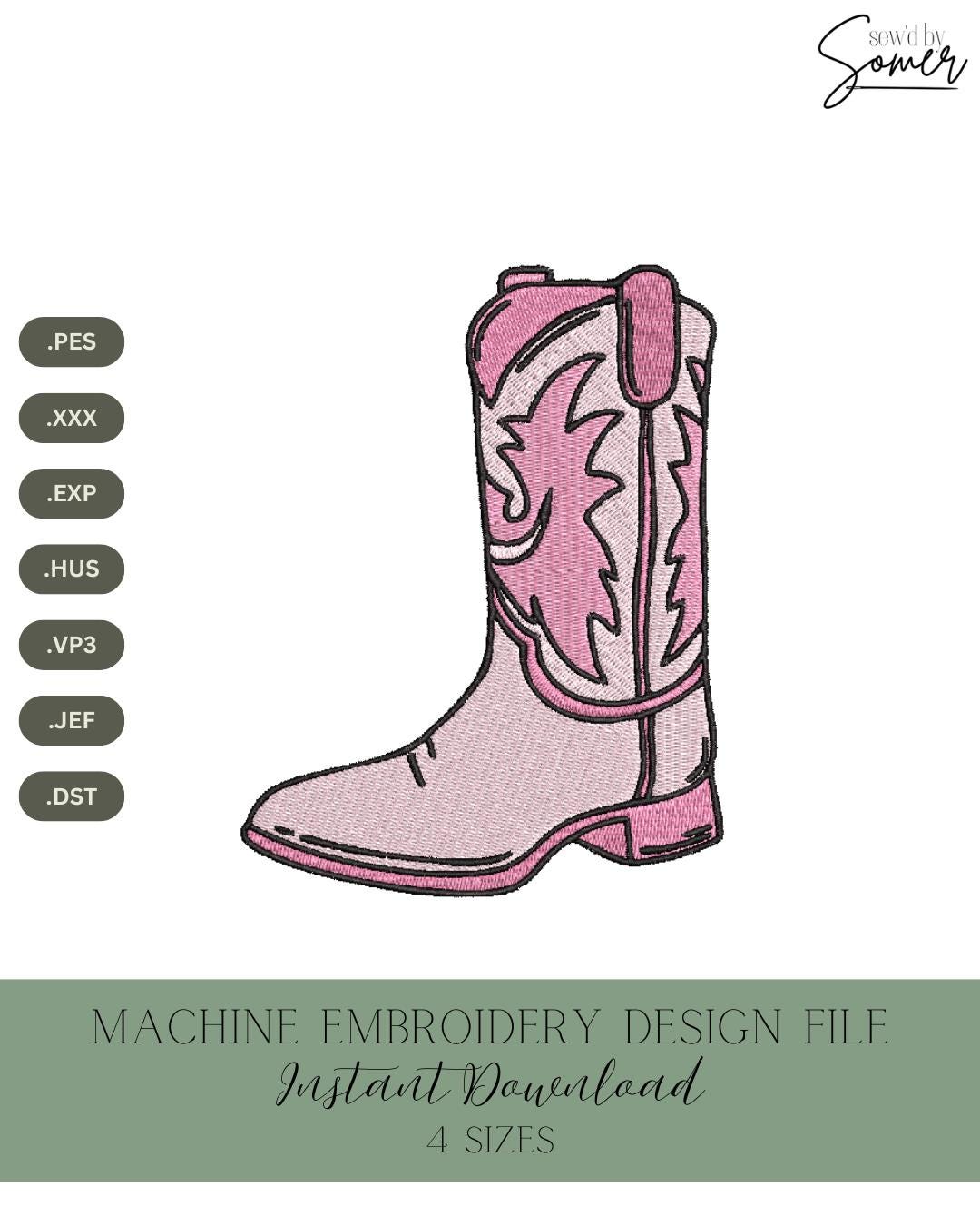 Cowboy Boot Machine Embroidery File | Western Embroidery Design ...