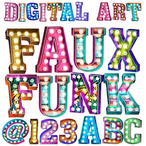 Digital Download | Faux Funky Pattern Marquee Letters & Numbers | PNG ...