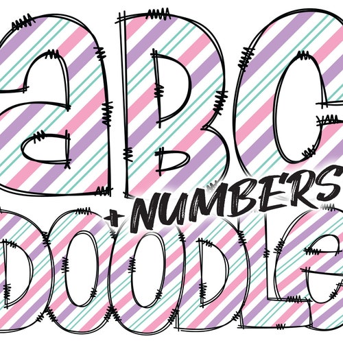 Digital Download Doodle Letters Pink Teal Plaid 1 Pattern - Etsy