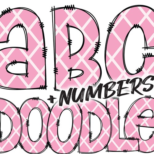 Digital Download Doodle Letters Pink Teal Plaid 1 Pattern - Etsy