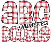 Digital Download Doodle Letters Red Checkered 1 Pattern Fill - Etsy