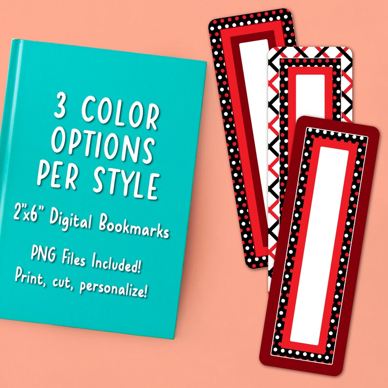 Digital Bookmarks (printable), Clipart Bundle Set of 12 | Lined & Blank ...