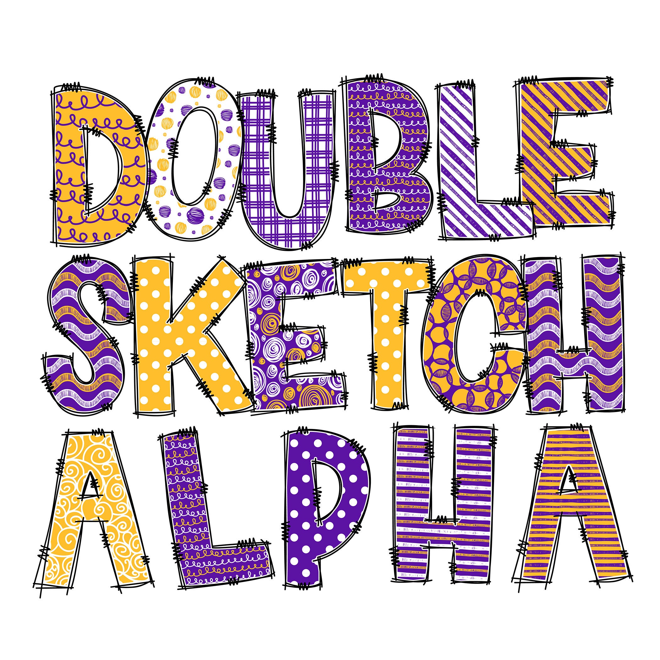 Double Alphabet Bundle Purple Yellow White 2 Full Alpha & - Etsy