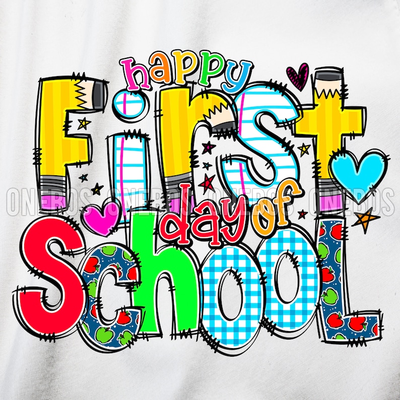 Doodle Happy First Day of School PNG Digital Design School - Etsy