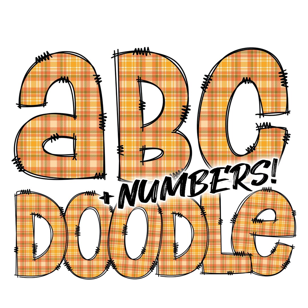 Digital Download | Doodle Letters Pink Yellow Green Plaid 1 Pattern ...