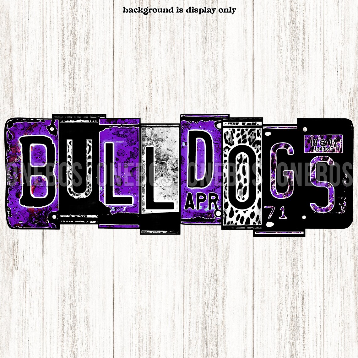 Watercolor License Plate Bulldogs PNG, Purple & Black, Leopard ...