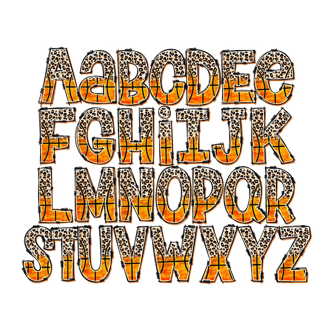 Basketball Letters PNG With Leopard Orange and Black Grooves - Etsy