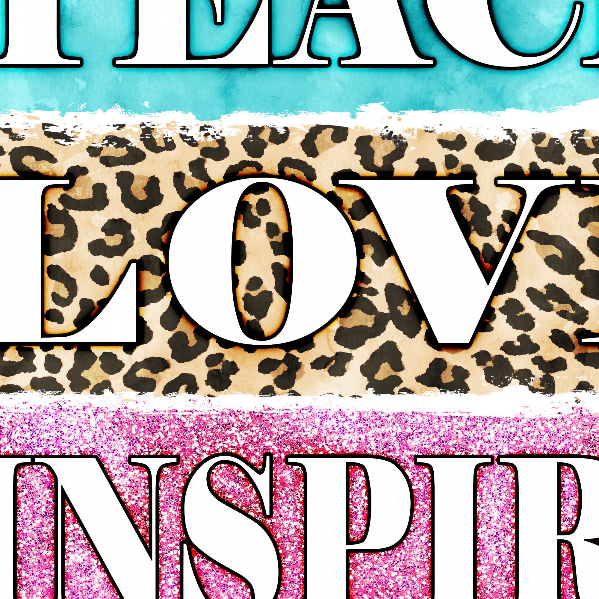 Teacher PNG Bundle Set, Teach Love Inspire Clipart With Watercolor ...