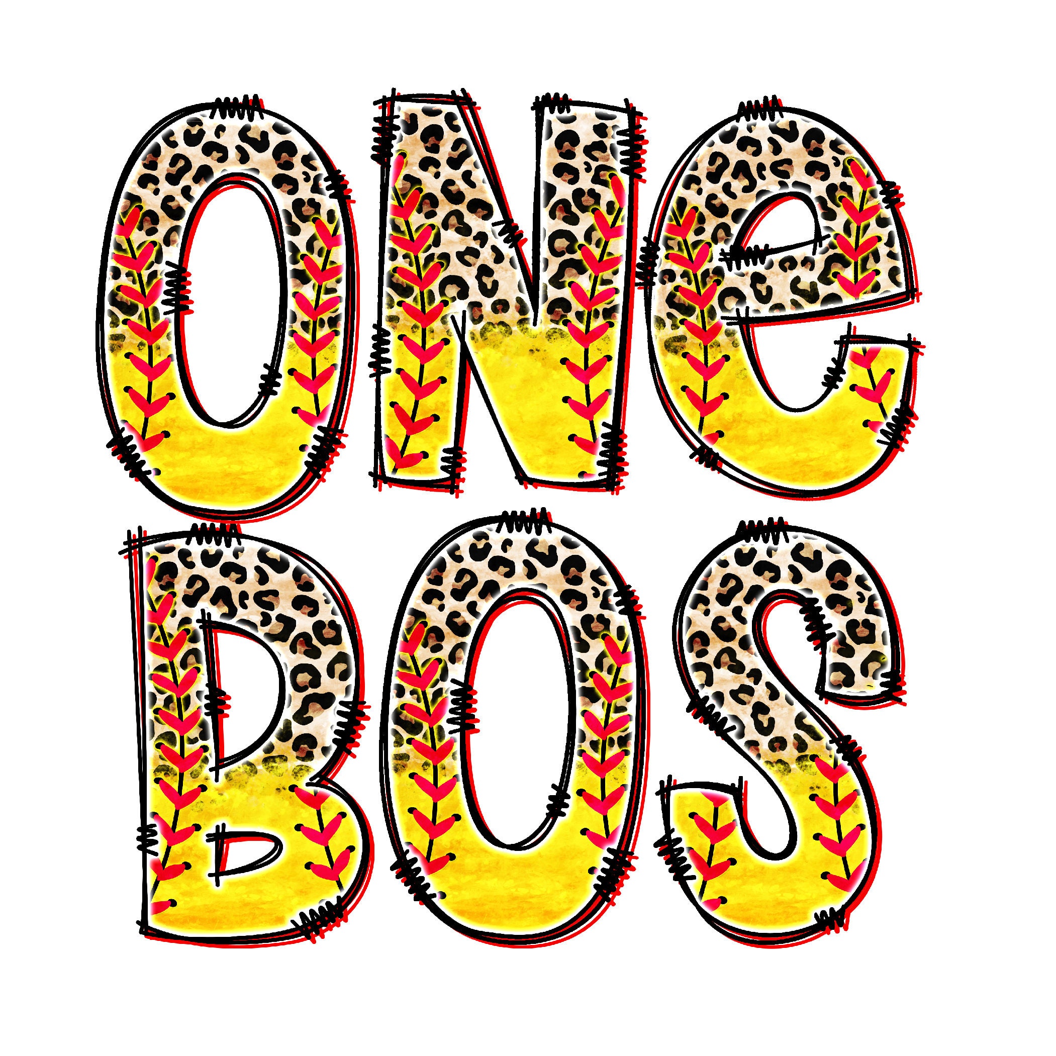 Softball Letters PNG With Leopard and Ball Stitching - Etsy