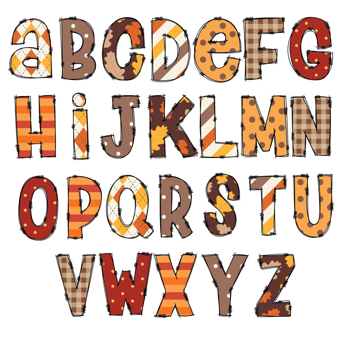 Digital Download Doodle Letters Fall 2 Pattern Fill PNG - Etsy