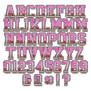 Pink Glitter Football Letters PNG, Pebble Texture & Laces Pattern Fill ...