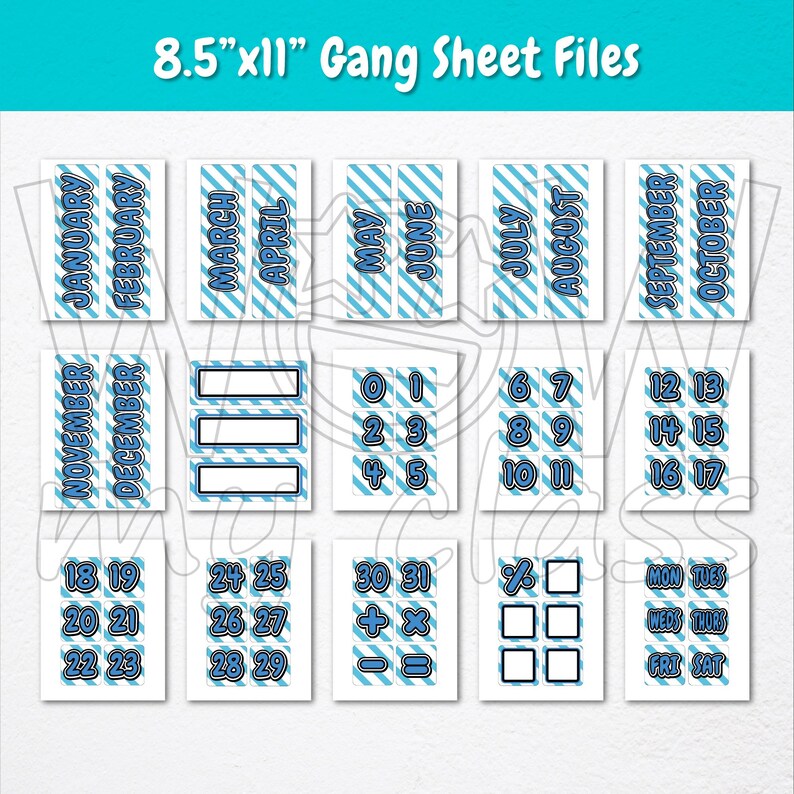 Wall Calendar - Pocket Chart for Teachers | Grid, Diagonal Stripes ...