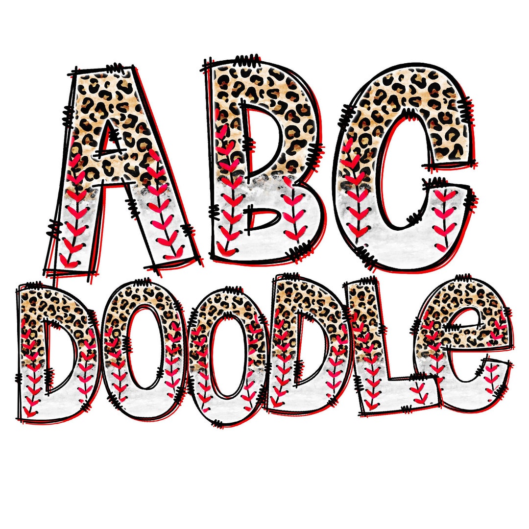 Baseball Letters PNG With Leopard and Baseball Stitching Background ...