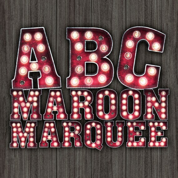 Digital Download Maroon Burgundy Marquee Letters & Numbers - Etsy