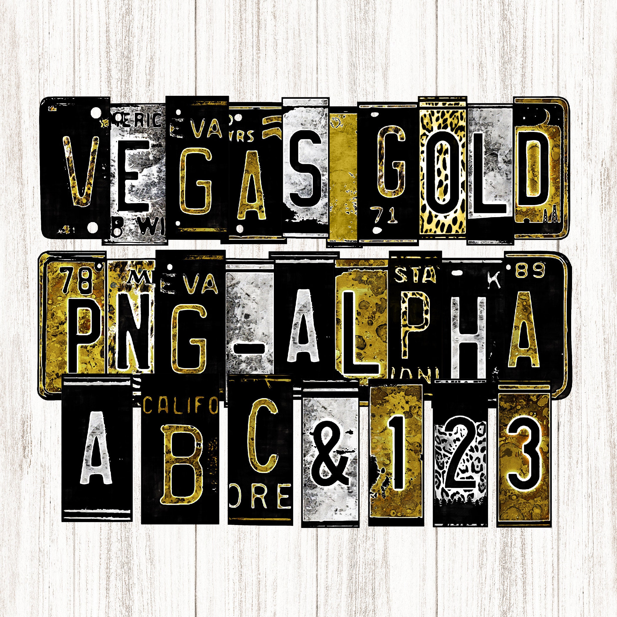 Old Vegas Gold License Plate Alphabet Mix Match Letters - Etsy