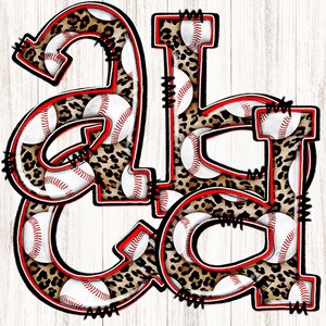 Baseball Leopard Alphabet, Doodle Alpha PNG Set of Uppercase, Lowercase ...