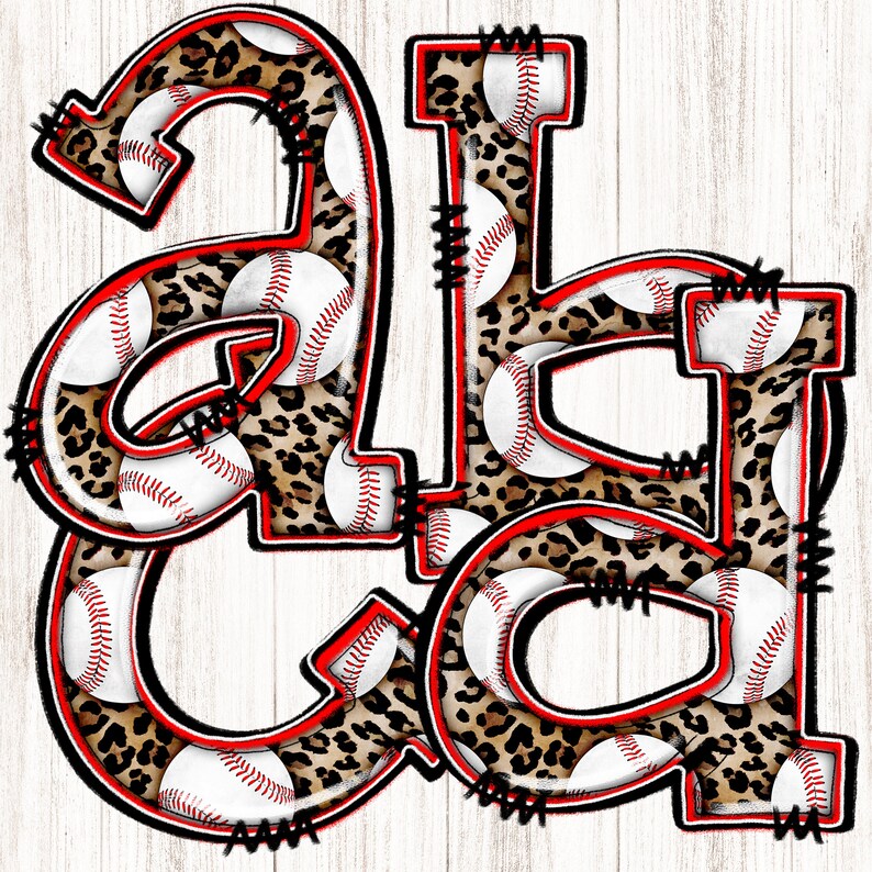 Baseball Leopard Alphabet Doodle Alpha PNG Set of Uppercase - Etsy