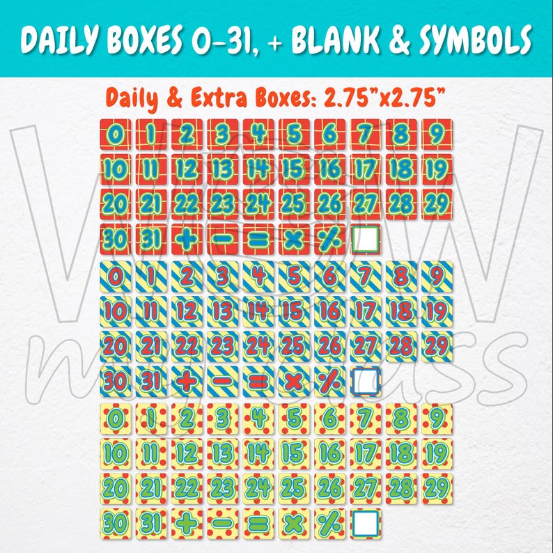 Wall Calendar - Pocket Chart for Teachers | Grid, Diagonal Stripes ...