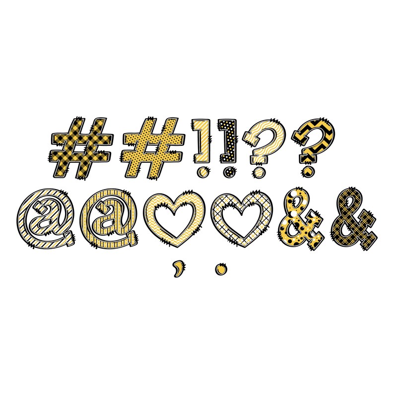 Doodle Gold Black PNG Alphabet Bundle Double Sets of - Etsy