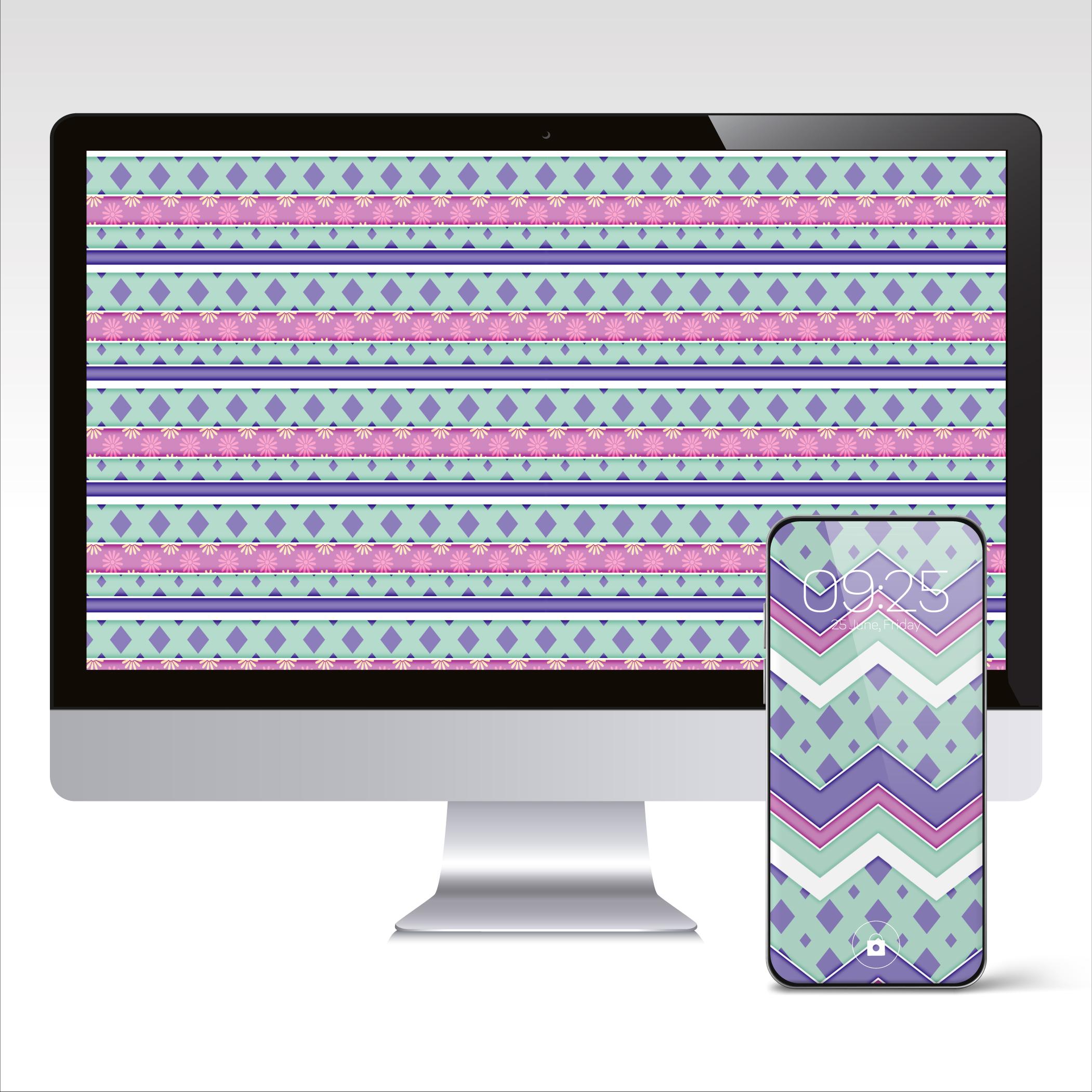 Wallpaper Background - Digital Paper | Seamless | Flowers, Diamonds ...