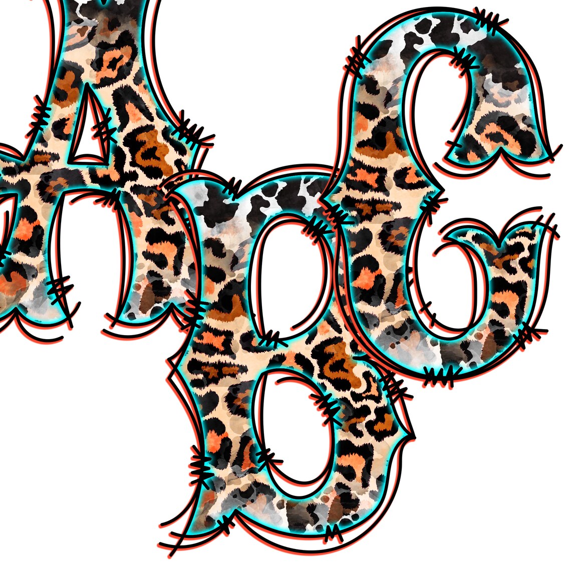 Digital Download Western Doodle Letters Farm Rustic Cow - Etsy