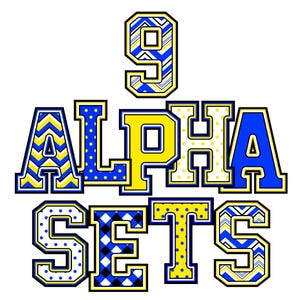 Preppy Alphabet PNG Bundle, 9 Sets of Letters, Numbers, Cheer Block ...