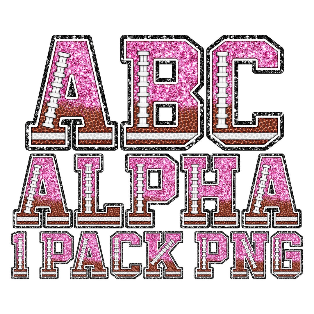 Pink Glitter Football Letters PNG, Pebble Texture & Laces Pattern Fill ...