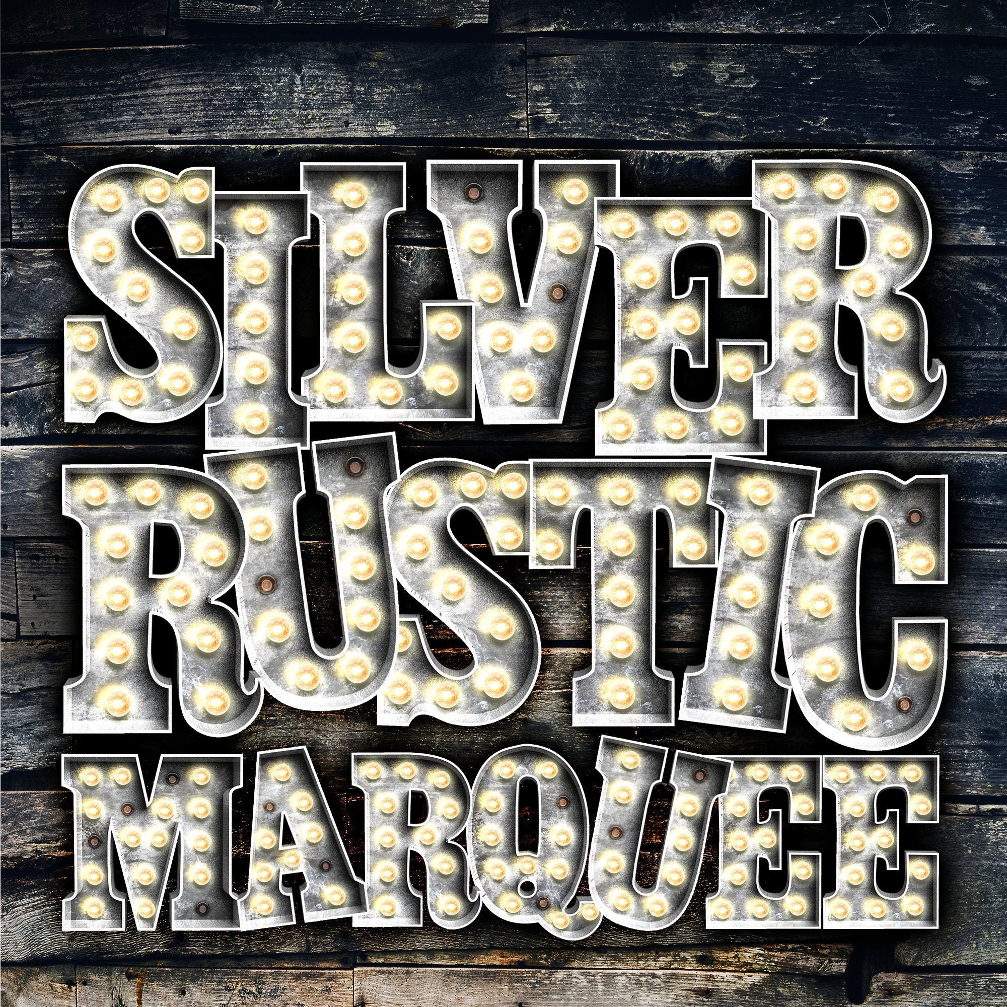 Digital Download Silver Classic Rustic Marquee Letters & - Etsy