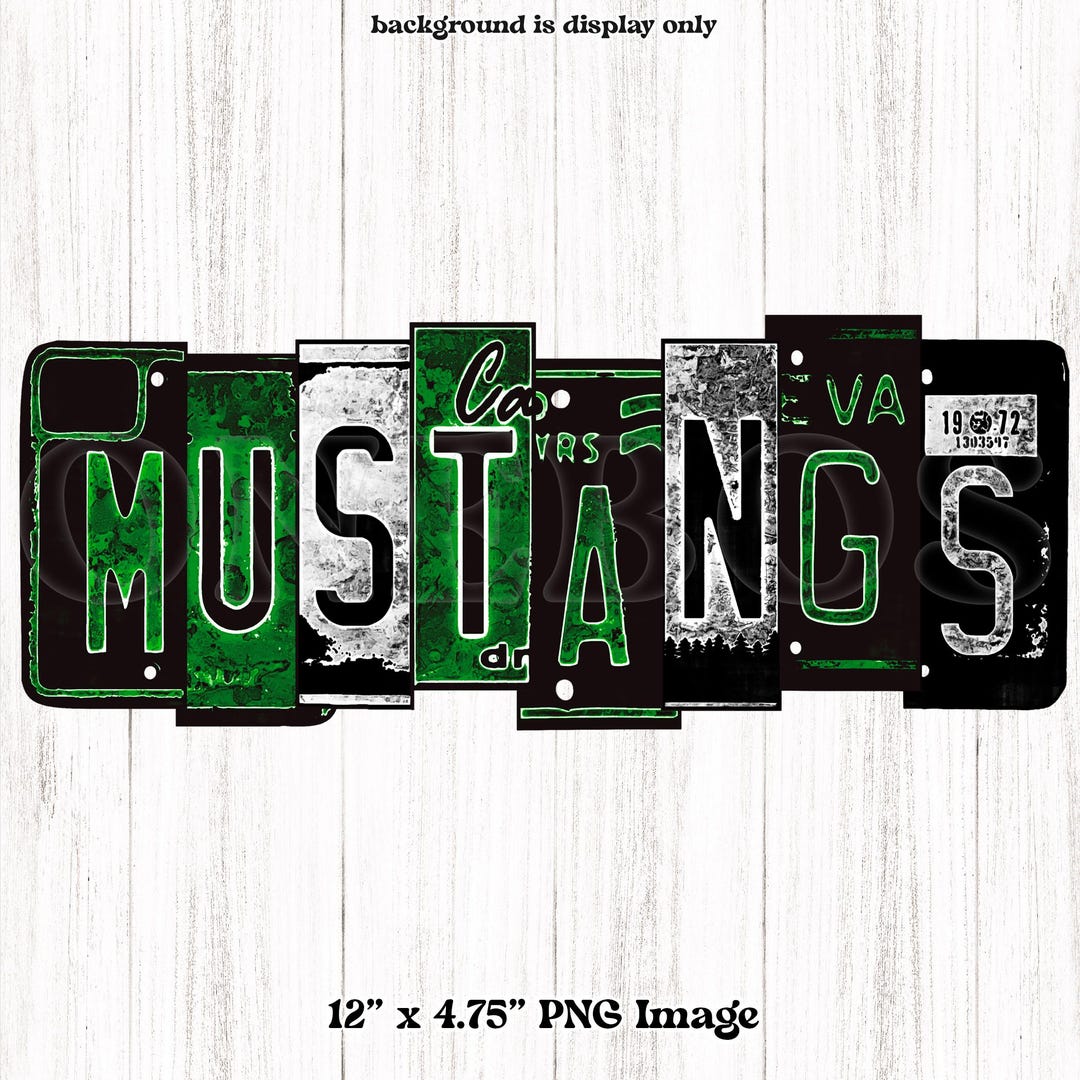 Mustangs PNG, Mascot PNG, Mustang Mascot Shirt Design in License Plate ...