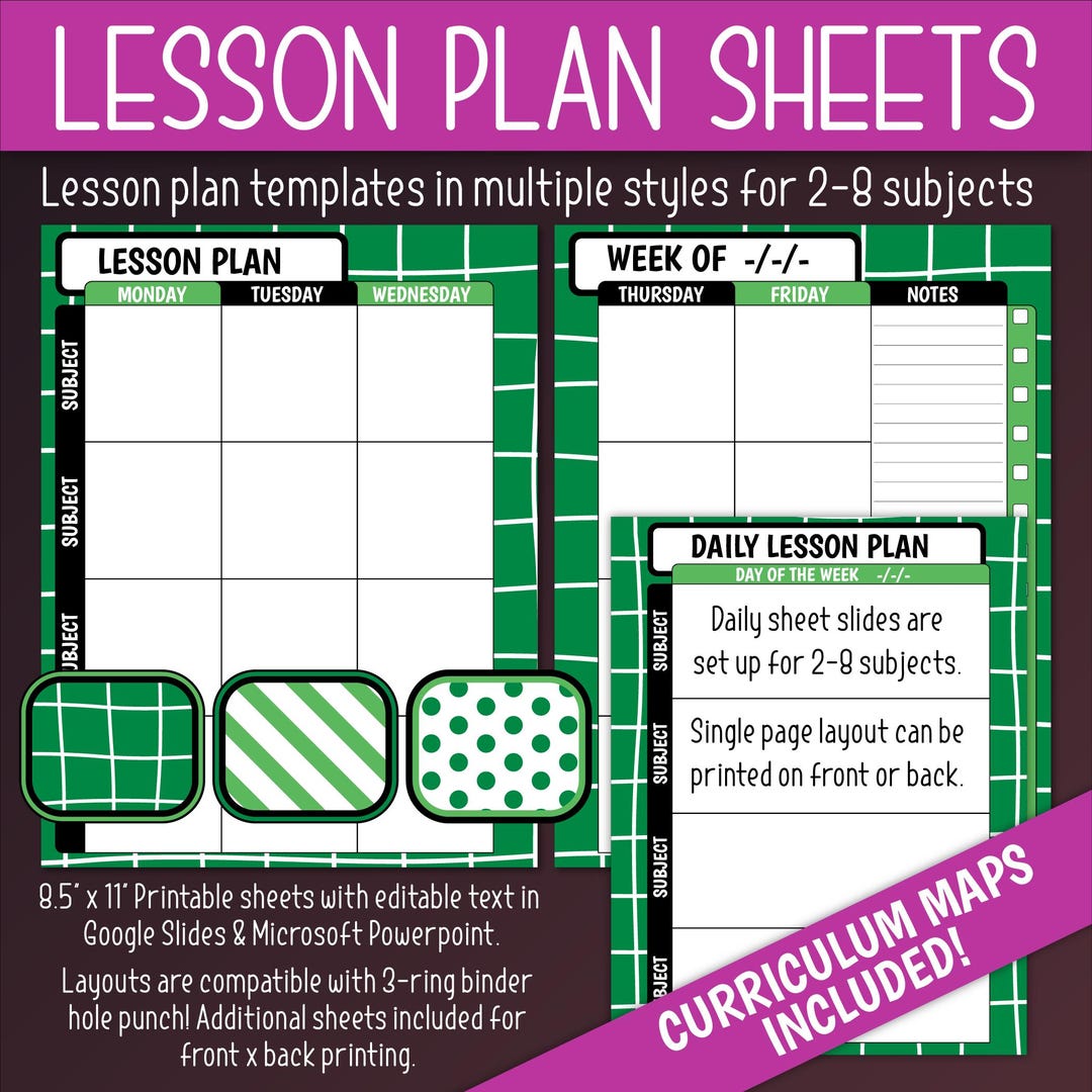 Lesson Plan Sheets & Curriculum Maps (editable) | Grid, Diagonal ...