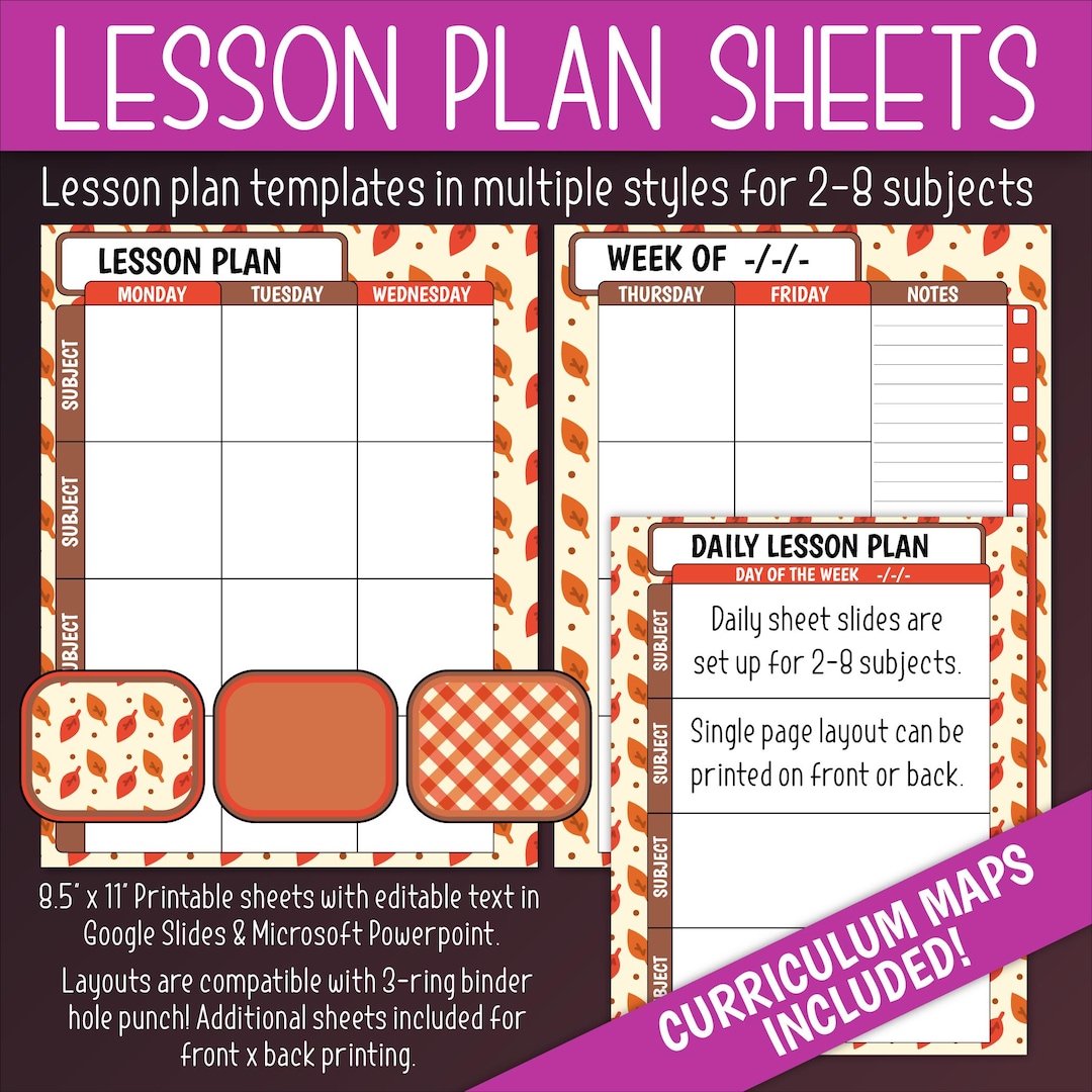 Lesson Plan Sheets & Curriculum Maps (editable) | Teacher Planner ...