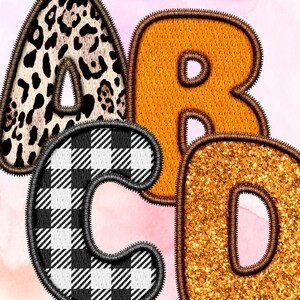 Faux Embroidery Alphabet Clipart, Stitch Bubble Lettering, Fall ...