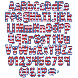 Stars Stripes Sequin Alphabet PNG Pack, Faux Embroidery Stitch Alpha ...