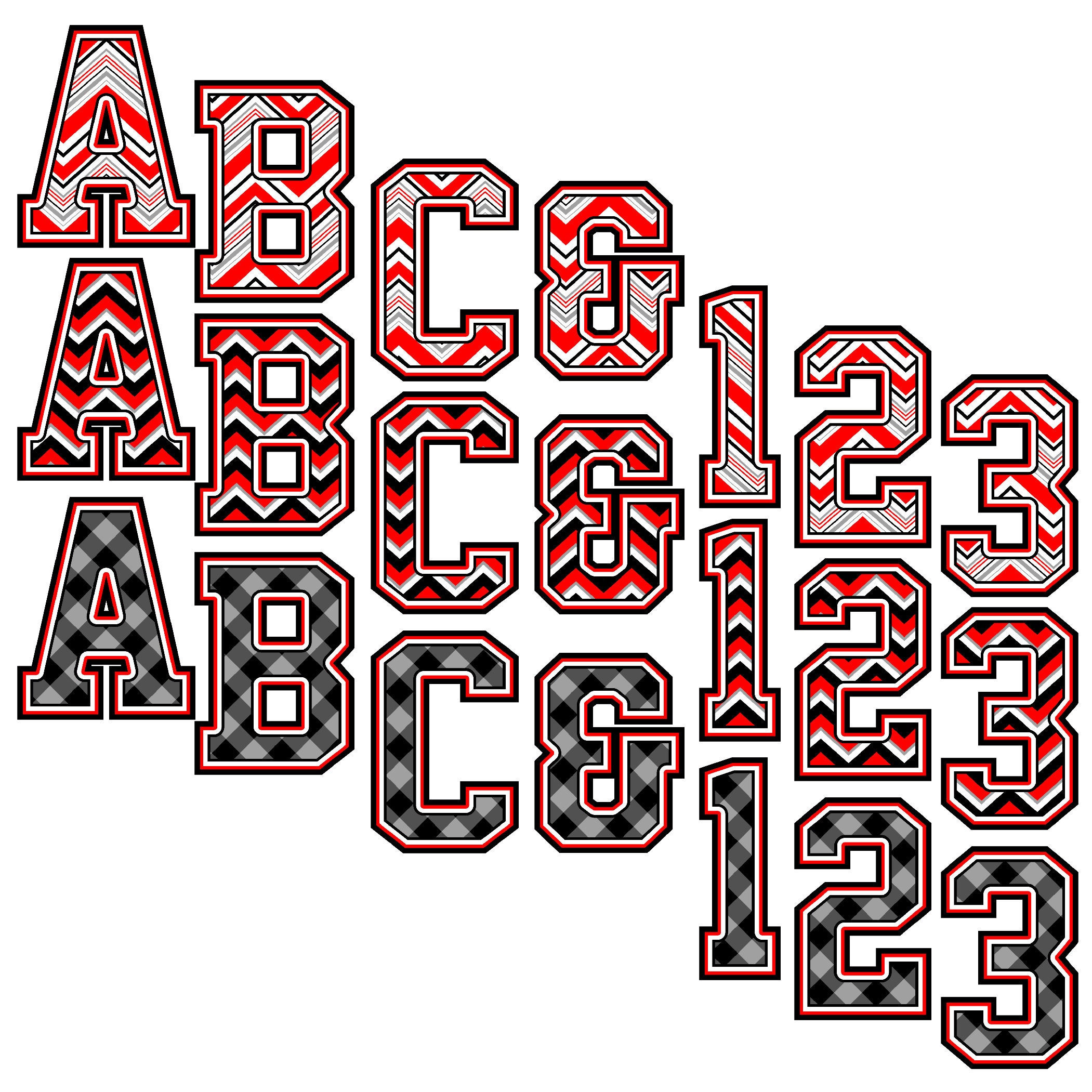 Preppy Alphabet PNG Bundle 9 Sets of Letters Numbers | Etsy