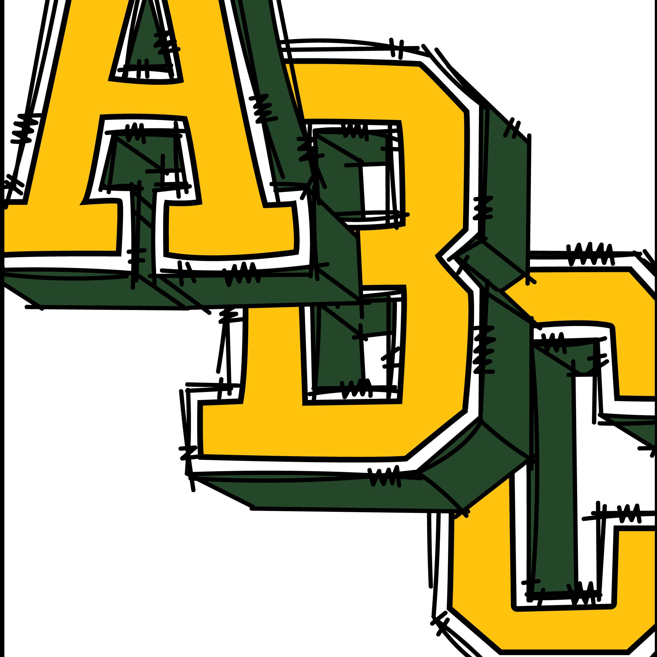 Digital Doodle PNG Varsity Alphabet & Numbers Bundle in Gold - Etsy