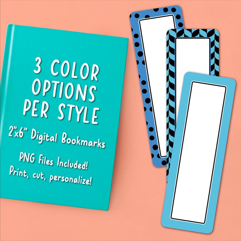 Digital Bookmarks (printable), Clipart Bundle Set of 12 | Lined & Blank ...