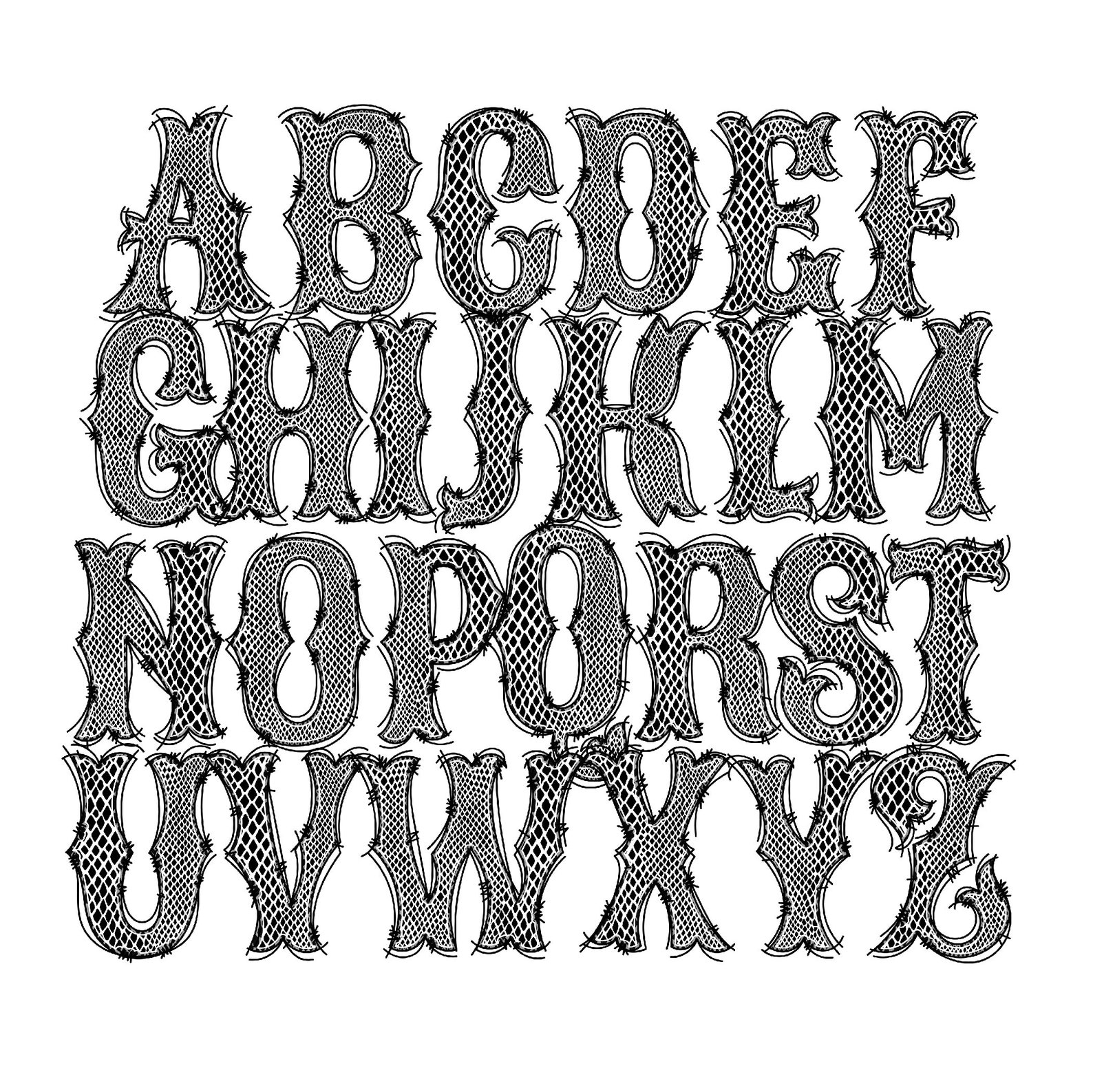 Doodle Alphabet Snake Skin Pattern Black & White Snakeskin - Etsy