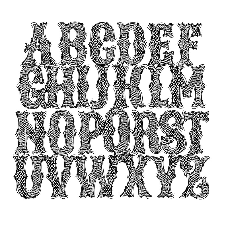 Doodle Alphabet Snake Skin Pattern, Black & White Snakeskin Pattern ...