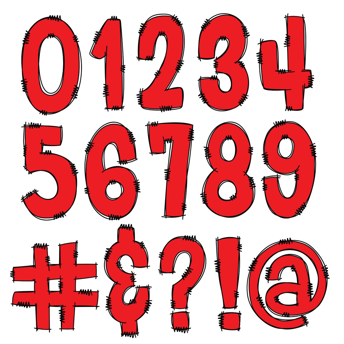 Digital Download Doodle Red Fill PNG Clipart Bundle - Etsy